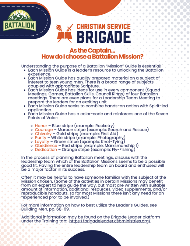 How To Choose a Battalion Mission – Brigade Leader